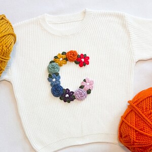 Flower Initial Sweater|personalized Hand Embroidered Initial Sweater ...