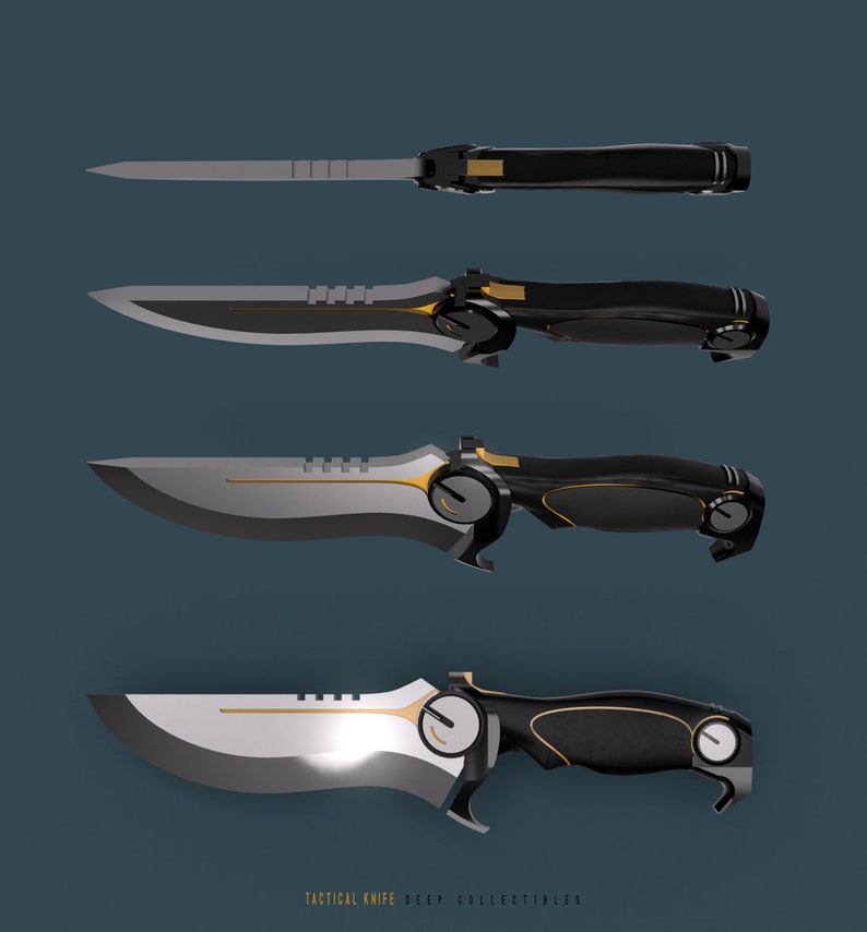 3D Printed Tactical Knife Prop Futuristic dagger Unpainted | Etsy