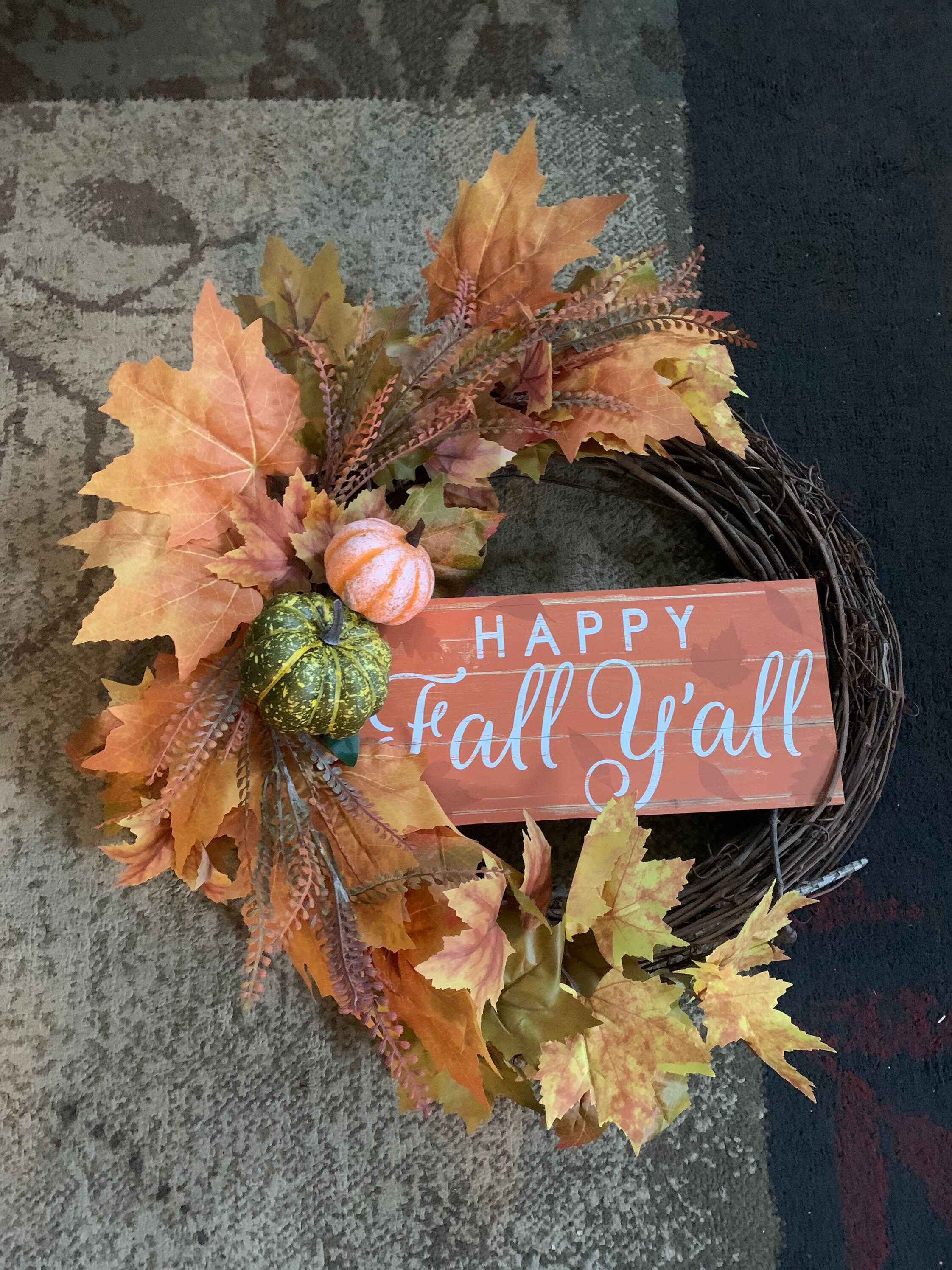Happy Fall Yall Wreath, Leaf Wreath, Fall Pumpkin Wreath, Fall Colors ...