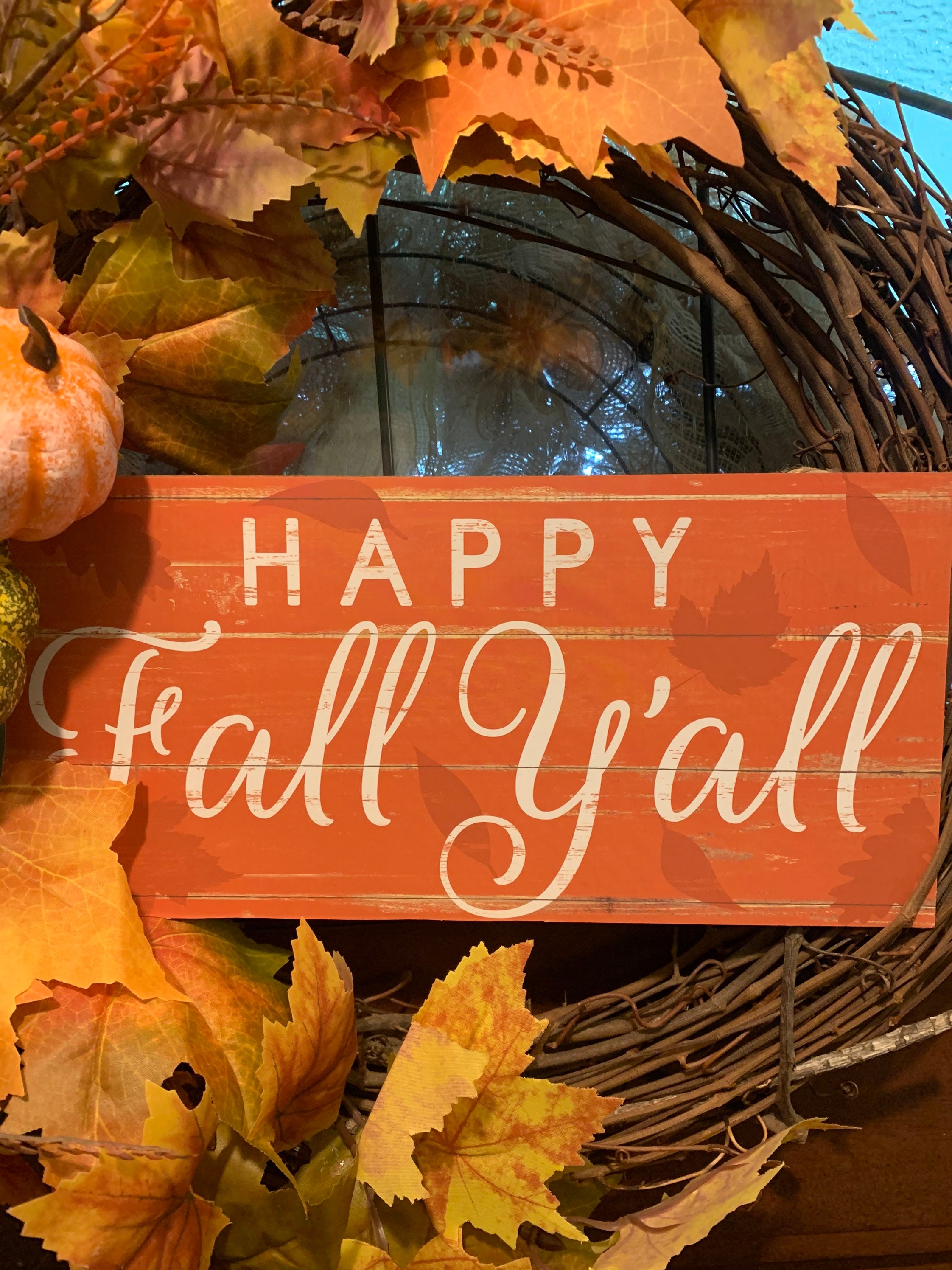 Happy Fall Yall Wreath, Leaf Wreath, Fall Pumpkin Wreath, Fall Colors ...