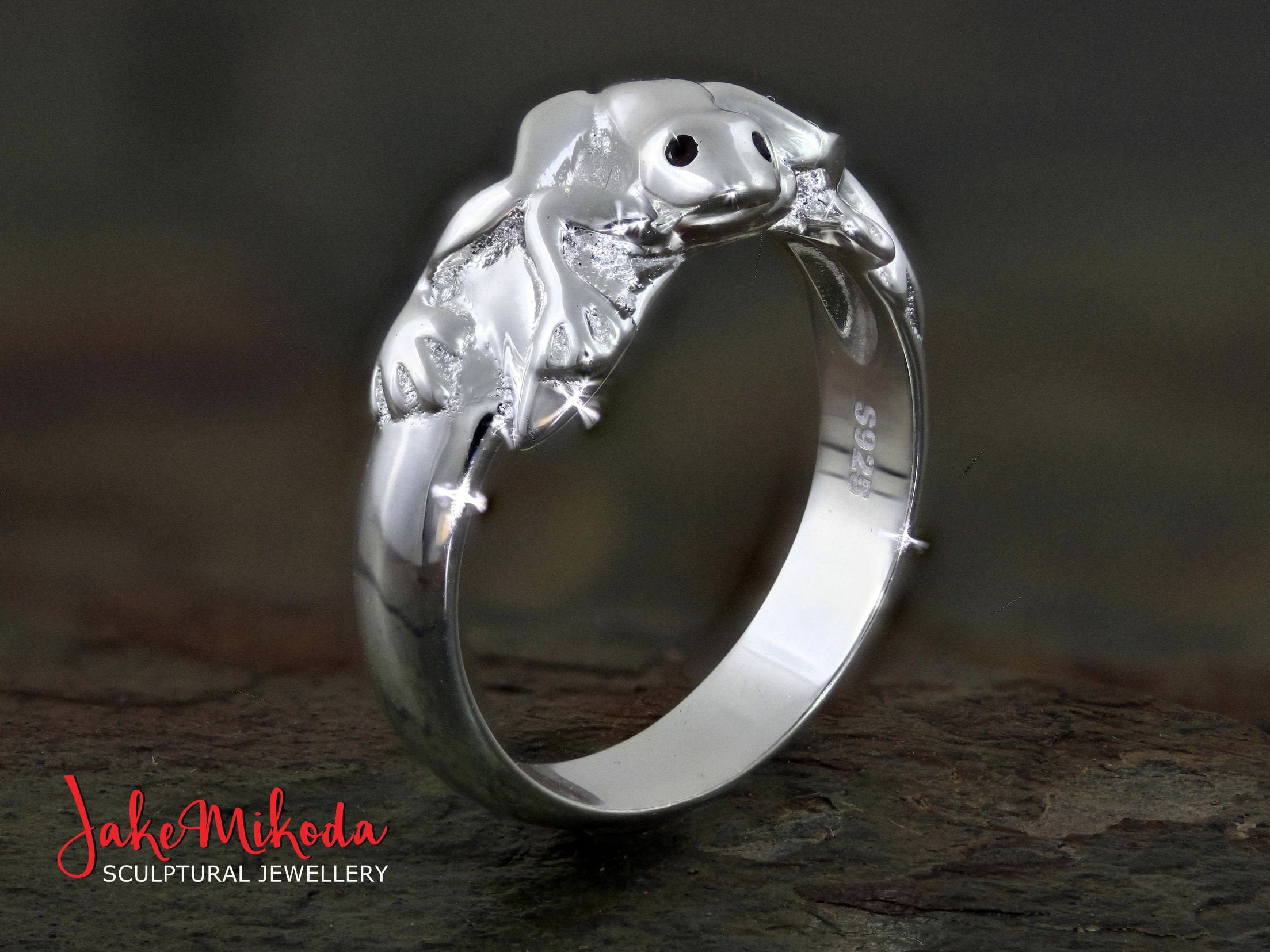 Frog Ring, Sterling Silver Frog Ring, Lucky Frog Ring, Frog Band, Frog ...