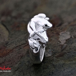 Frog Ring, Sterling Silver Frog Ring, Lucky Frog Ring, Frog Band, Frog ...