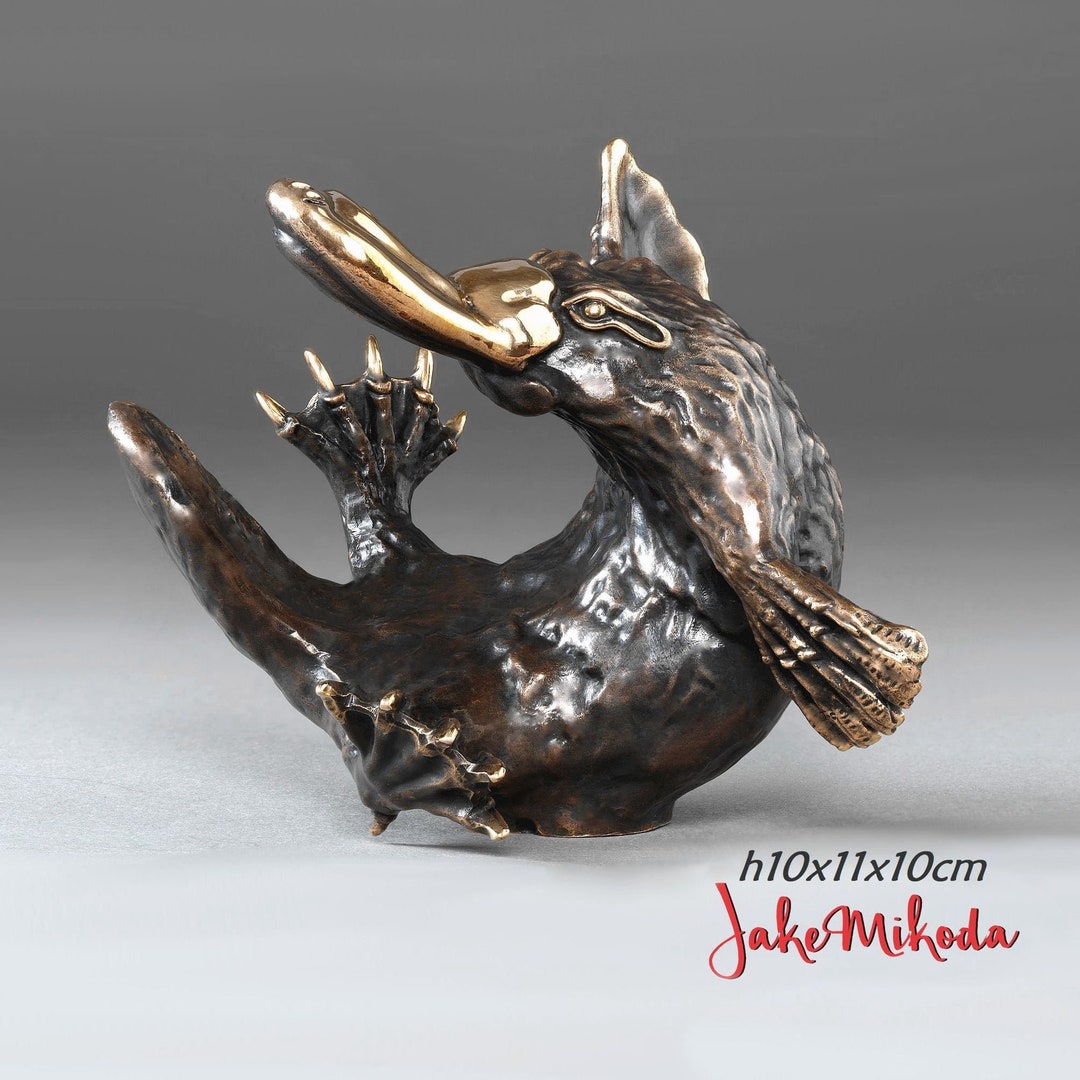 Playful PLATYPUS Bronze Sculpture Figurine H10xw11xd10cm / Australian ...