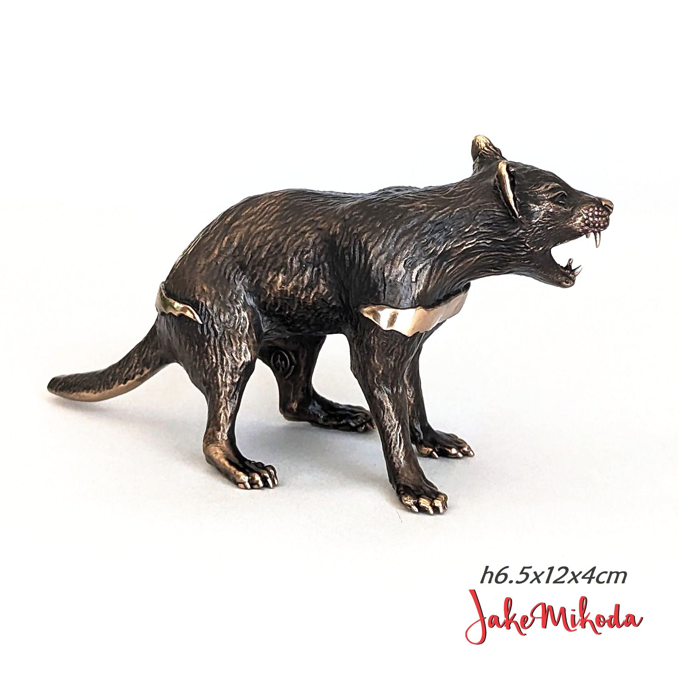 TASMANIAN DEVIL Bronze Sculpture Miniature H6.5xl12x4cm / Collectable ...