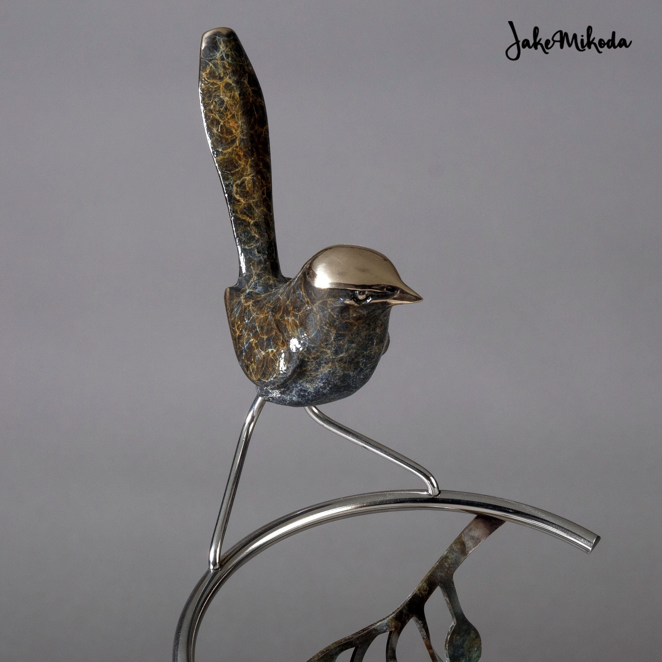 12.5" FAIRY WREN Female Bronze Metal Sculpture Figurine, Australian ...