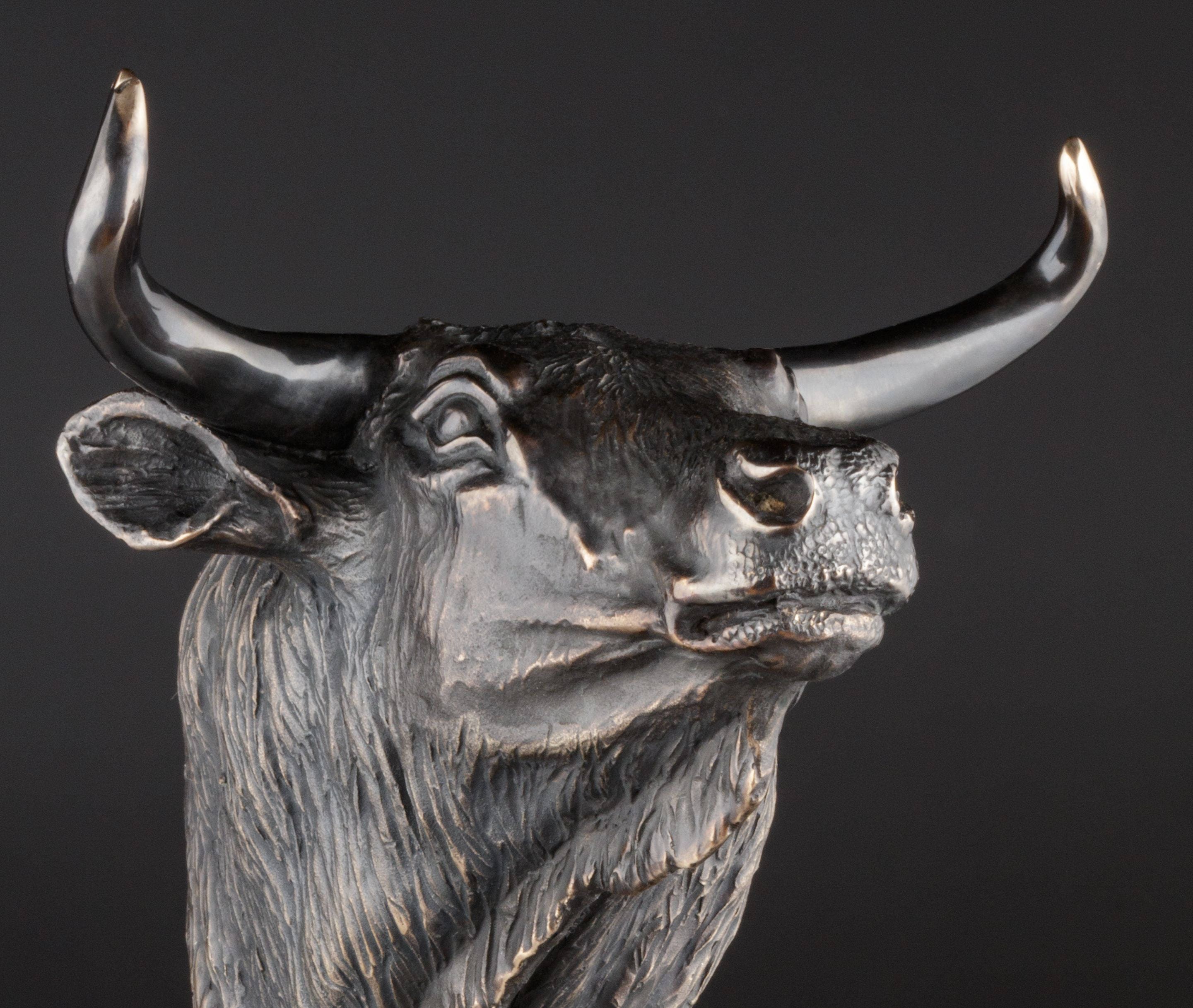 Bronze BULL FIGURINE Sculpture, Bull Head Portrait Statue, Tabletop Art ...