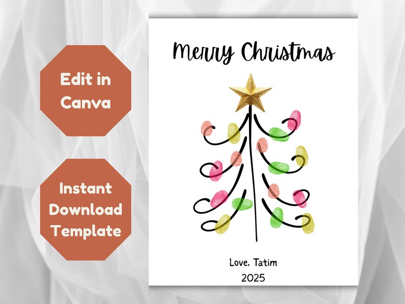 Christmas Tree Fingerprint Art, Personalized Gift (printable) - Etsy UK
