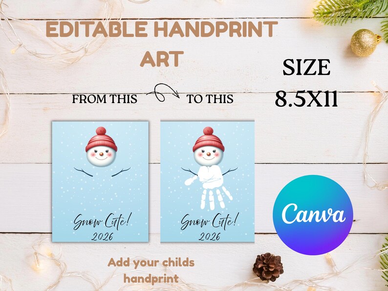 Snowman Handprint Art, DIY Winter Keepsake (printable) - Etsy Canada
