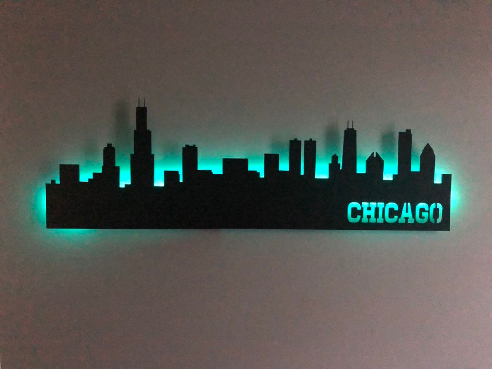Chicago Illinois Skyline Light Wall Hanging - Chicago Gifts, Chicago ...