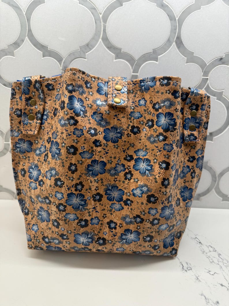 Blue Floral Cork Shoulder and Crossbody Bag - Etsy
