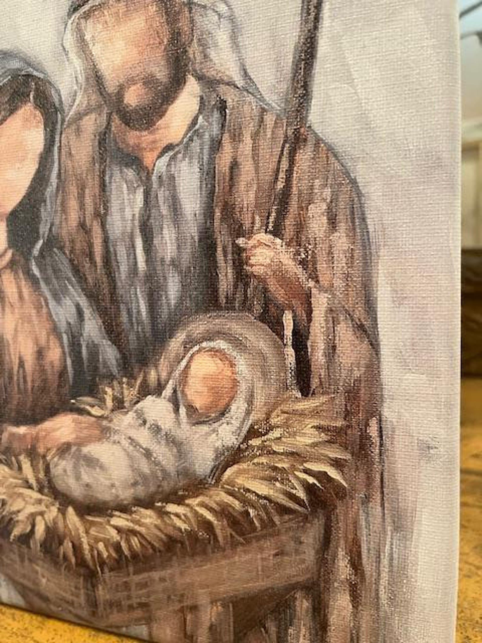 Nativity Scene Canvas Wall Art - Holy Family Christmas Decor ...