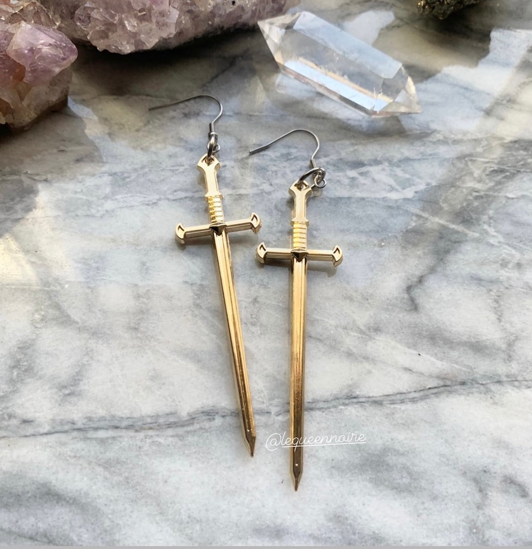 Sword Earrings Gold - Etsy