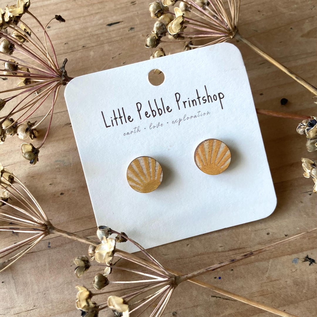 Titanium Post Wood Good Morning Sunshine Earrings - Etsy