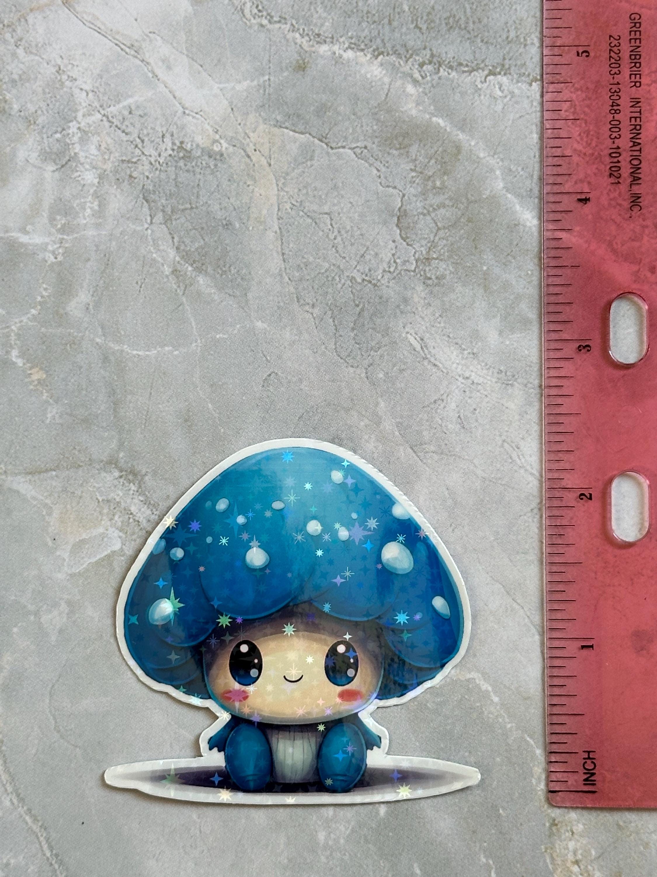Cute Blue Mushroom Sticker| Kawaii Blue Mushroom Sticker| Waterproof ...
