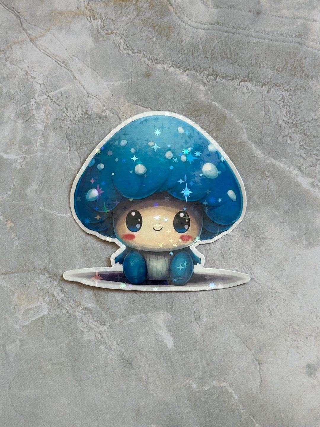Cute Blue Mushroom Sticker| Kawaii Blue Mushroom Sticker| Waterproof ...