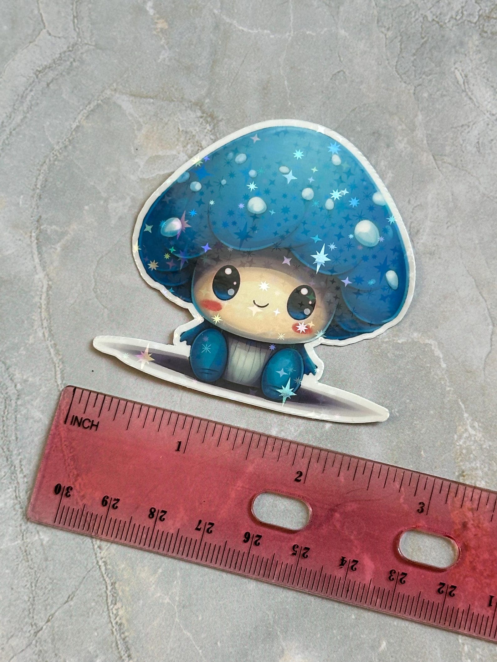 Cute Blue Mushroom Sticker| Kawaii Blue Mushroom Sticker| Waterproof ...