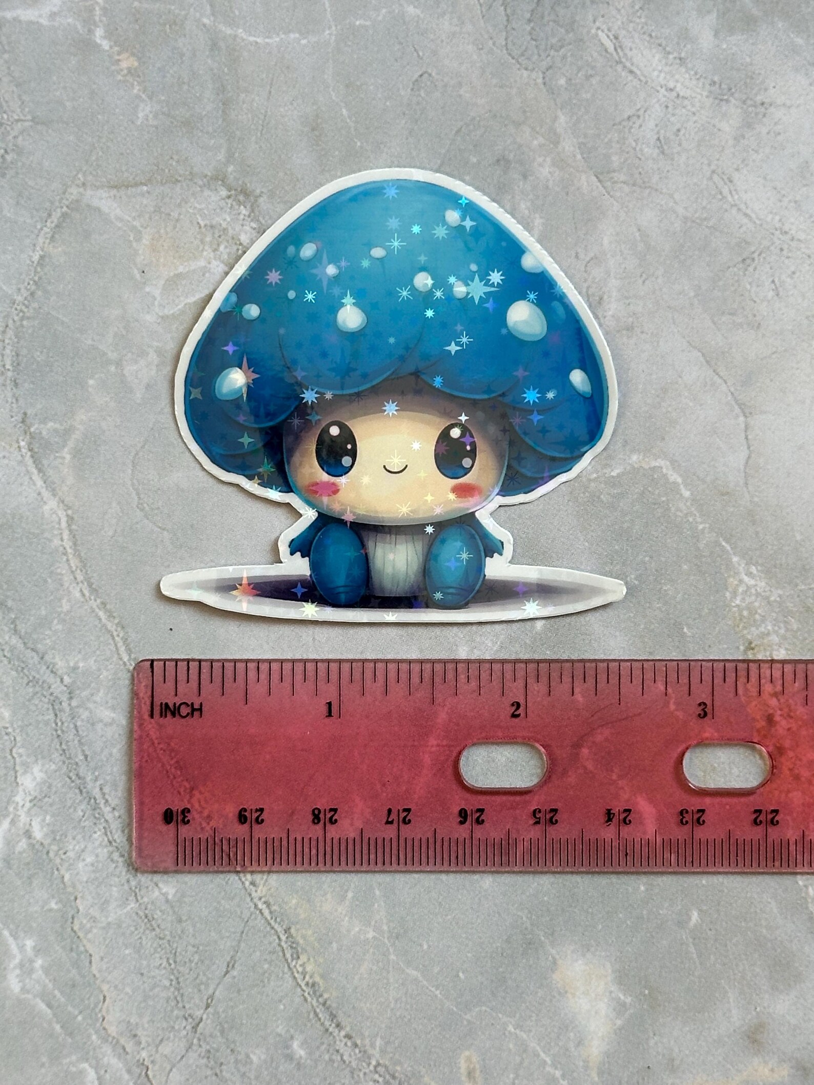 Cute Blue Mushroom Sticker| Kawaii Blue Mushroom Sticker| Waterproof ...