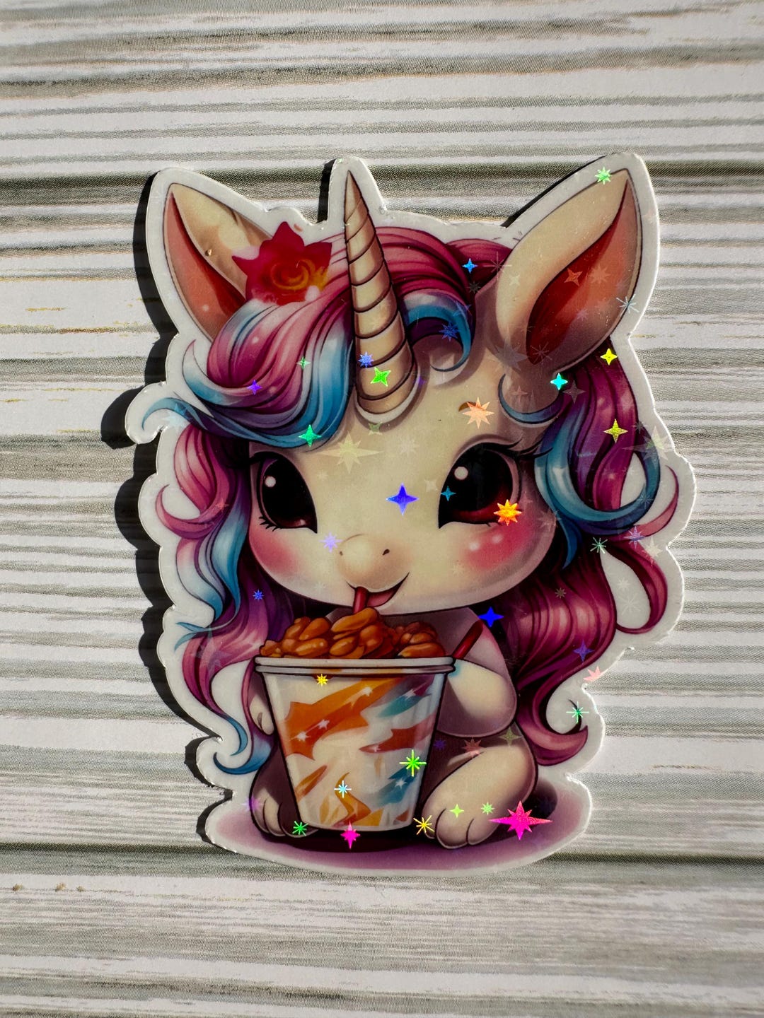 Unicorn With Coffee Sticker| Unicorn With Drink Sticker| Waterproof ...