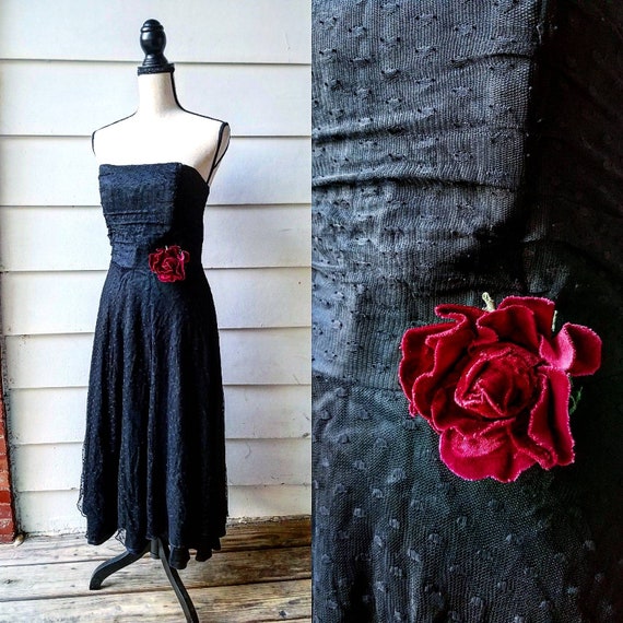 1990s Black Lace Prom Dress || Scott McClintock || Go… - Gem