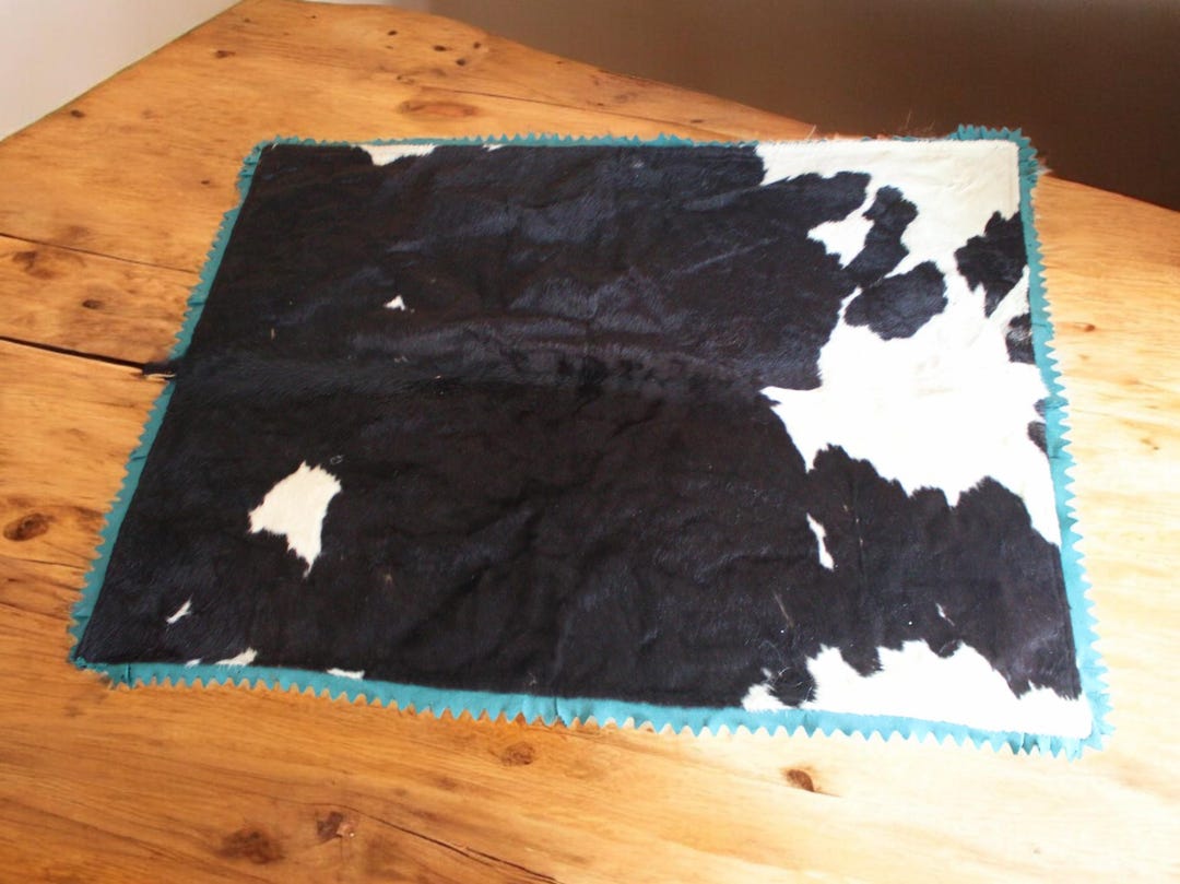 AUTHENTIC COWHIDE RUG or Blanket 1930s Black White Hide With Backing ...