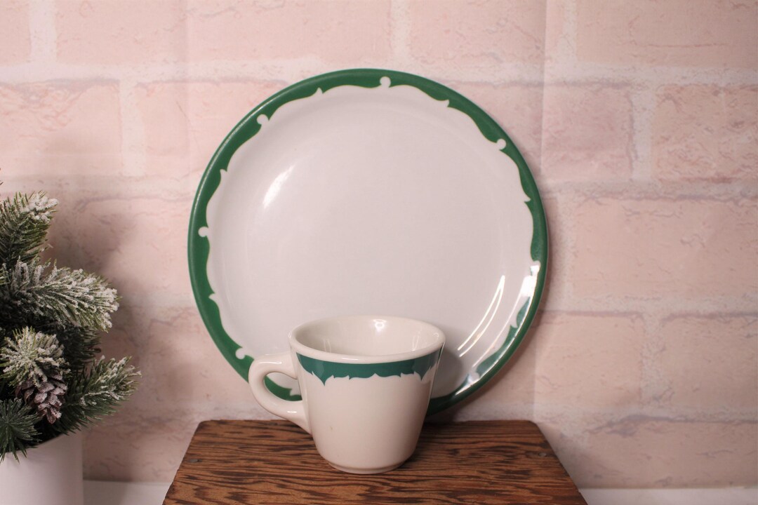 VINTAGE RESTAURANT WARE Set Stoneware 1 Coffee Cup and 1 Dinner Plate ...