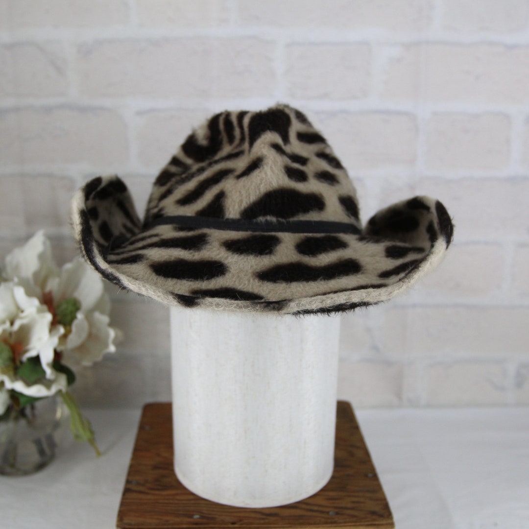 1980's COW FAUX FUR Western Hat Vintage Cowboy Cowgirl Trucker Rodeo ...