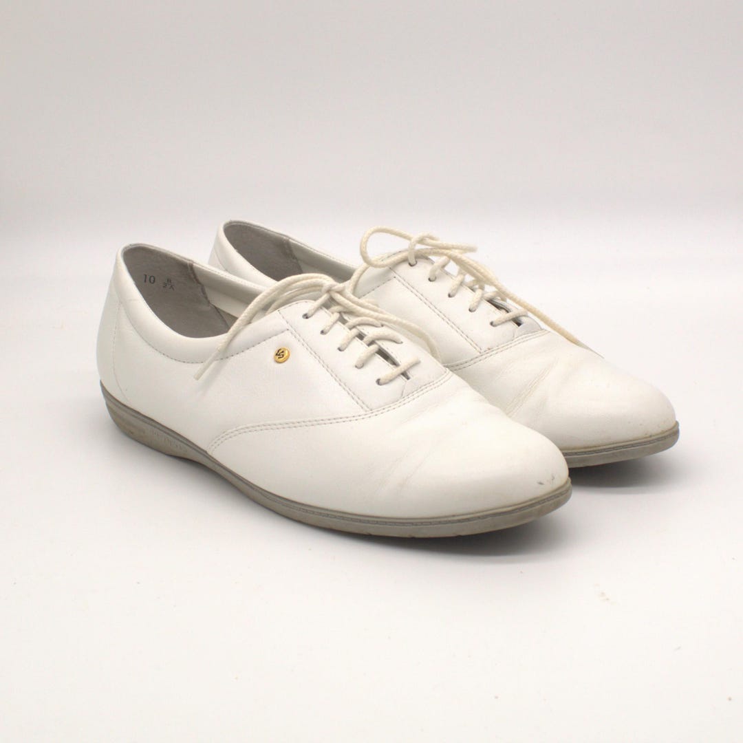 1990s ESPRIT LEATHER SHOES White Tennis Shoes 90's Streetwear Size 10 ...