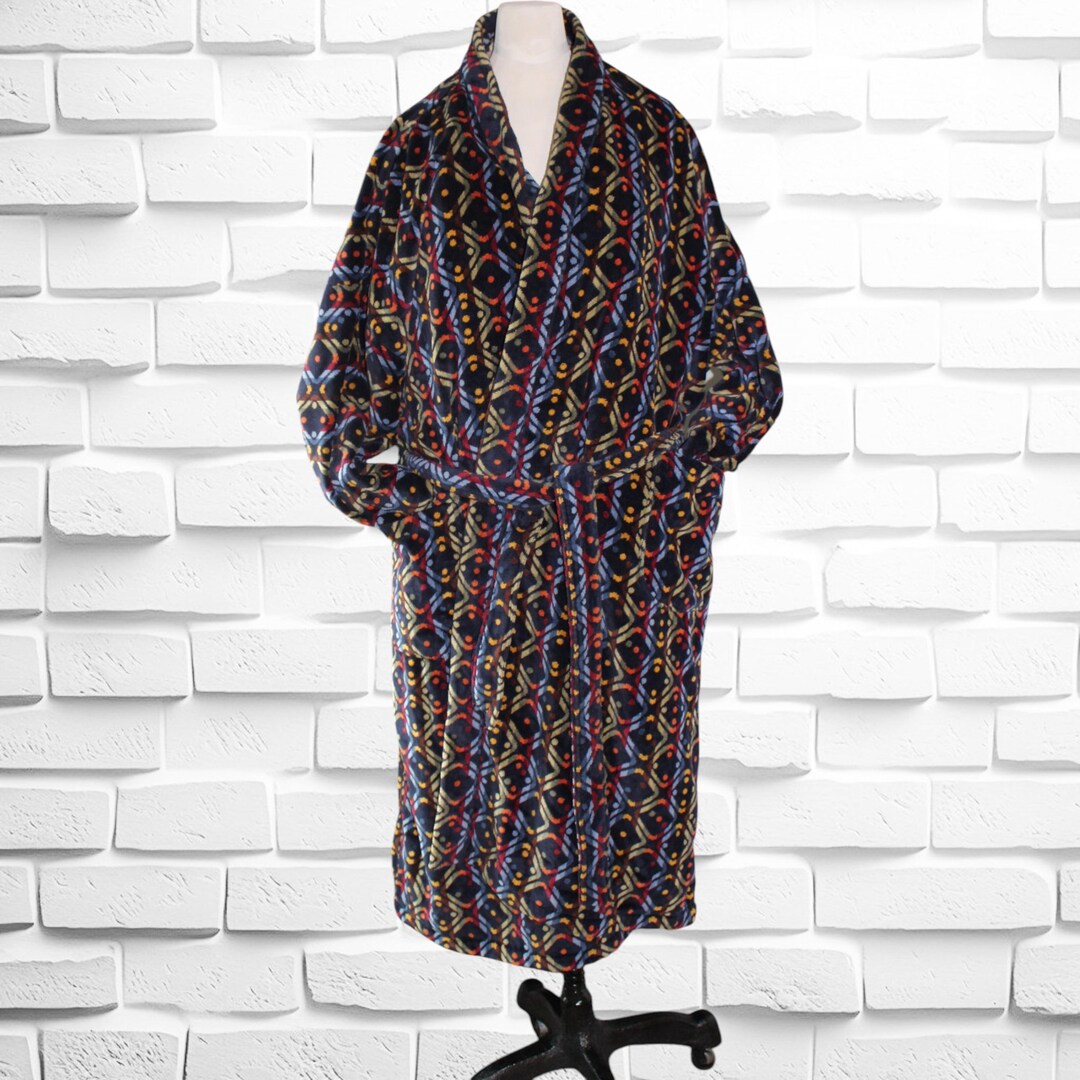 1990's MEN'S TERRY BATHROBE Colorful Rolling Dice Big Man Bathrobe ...