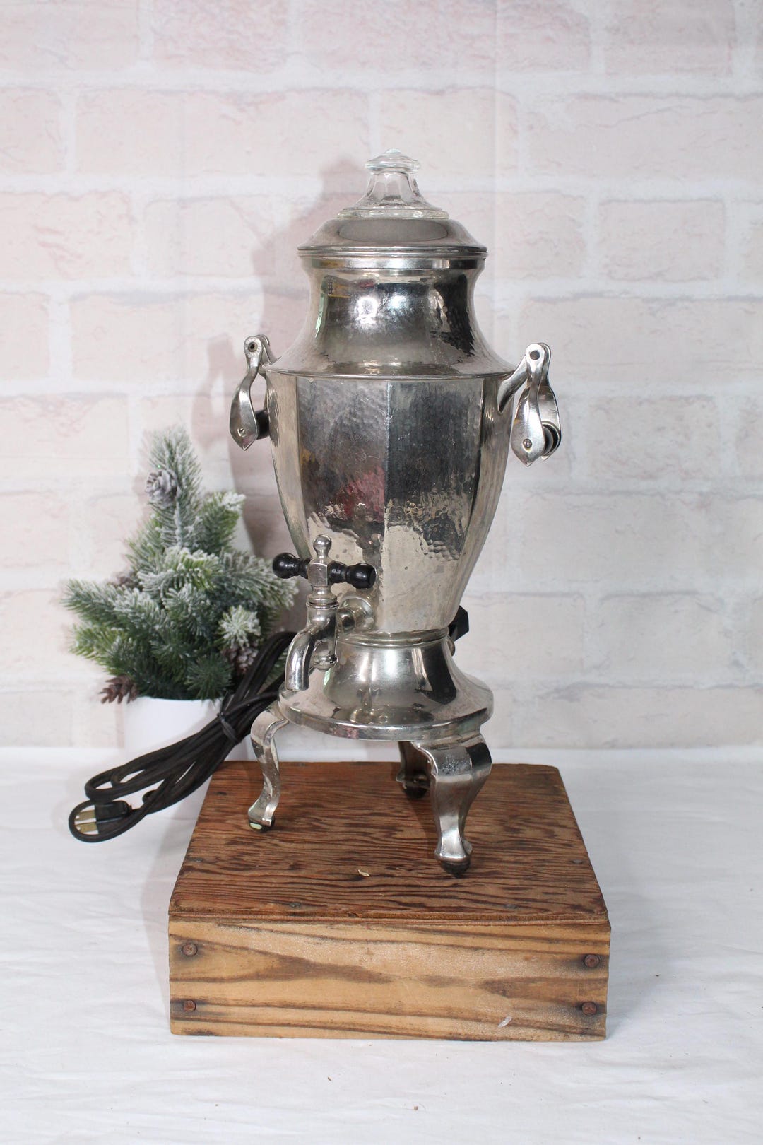 Tested 1950's HAMMERED COFFEE URN Silver Plated Working Coffee Maker ...