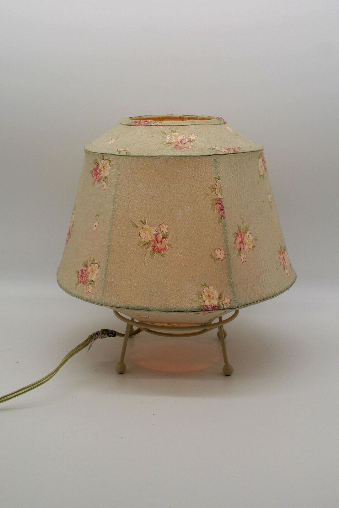 Y2K PASTEL FLORAL LAMP Unique Linen Pink Roses Novelty Bedside Lamp ...