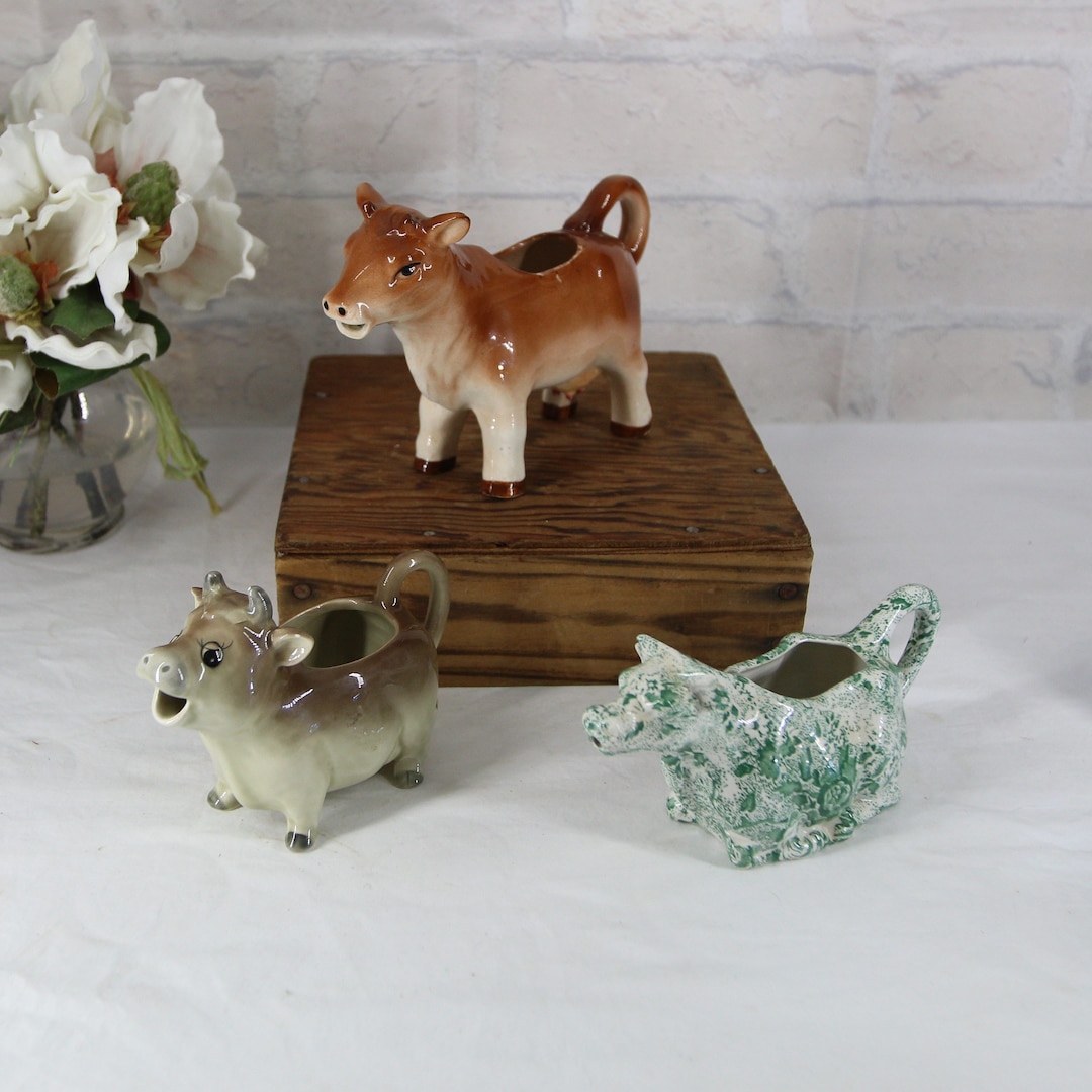 VINTAGE COW CREAMER Ceramic Laura Ashley Chintzware or Made in Occupied ...