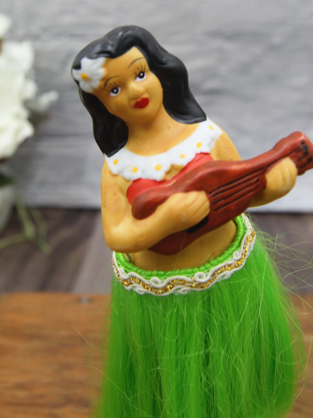 VINTAGE HULA GIRL Bobble 1990's Ceramic Hawaiian Dancer Souvenir ...