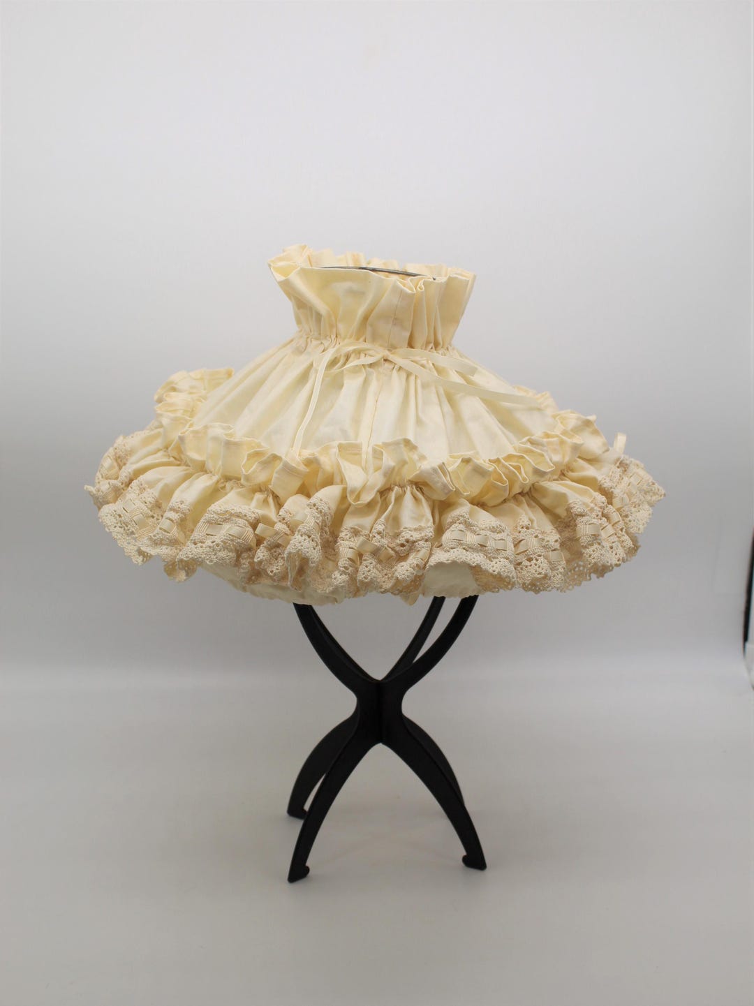 70s 80s BOHO LAMP SHADE Clip on Ruffled Lace Washable Frilly Cotton ...