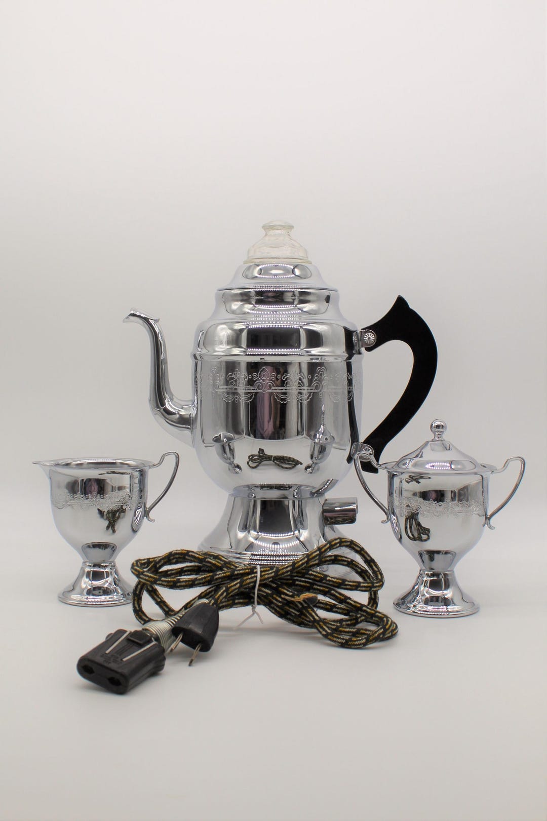 Tested 1950s COFFEE POT PERCOLATOR Urn With Cream and Sugar Vintage ...