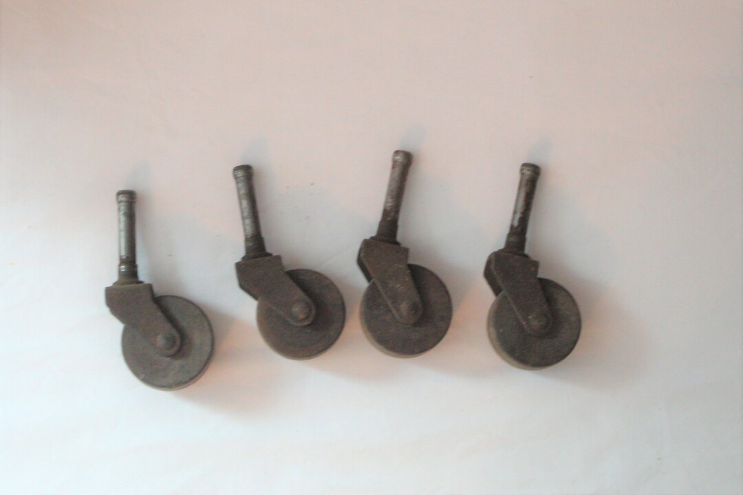 VINTAGE WOOD CASTERS Set of 4, Industrial Salvage Antique Wheels, Diy ...