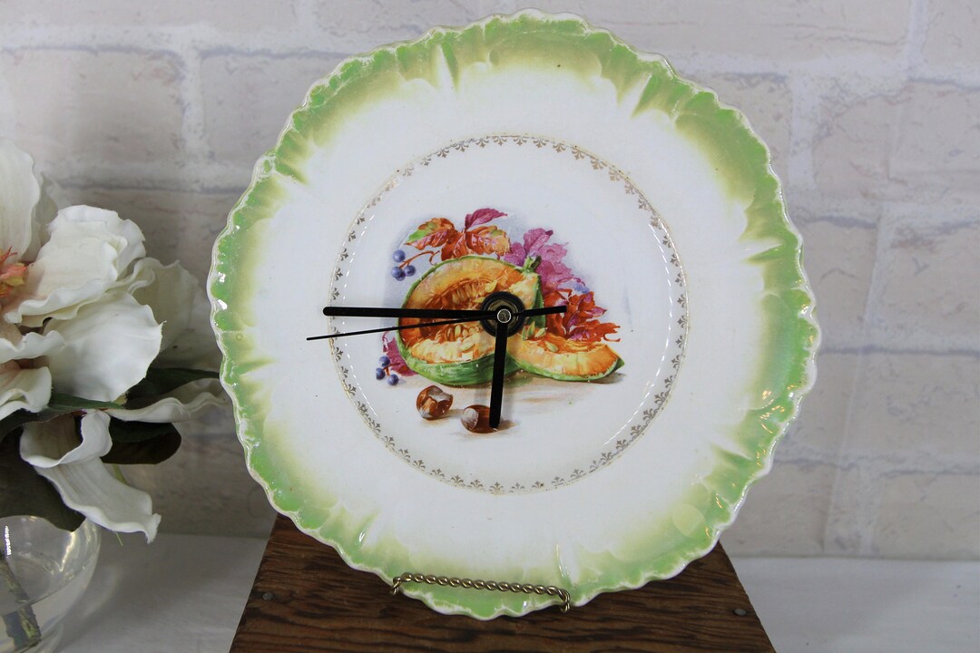 VINTAGE CLOCK Gift Antique German Porcelain Kitchen Dining Wall Clock ...