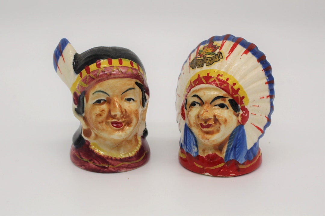 Vintage Native American Salt Pepper Shakers, 1940s Souvenir - Etsy