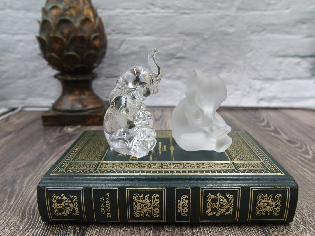 LENOX CRYSTAL ELEPHANTS 1980's Sitting Elephant Paperweights 2 to ...