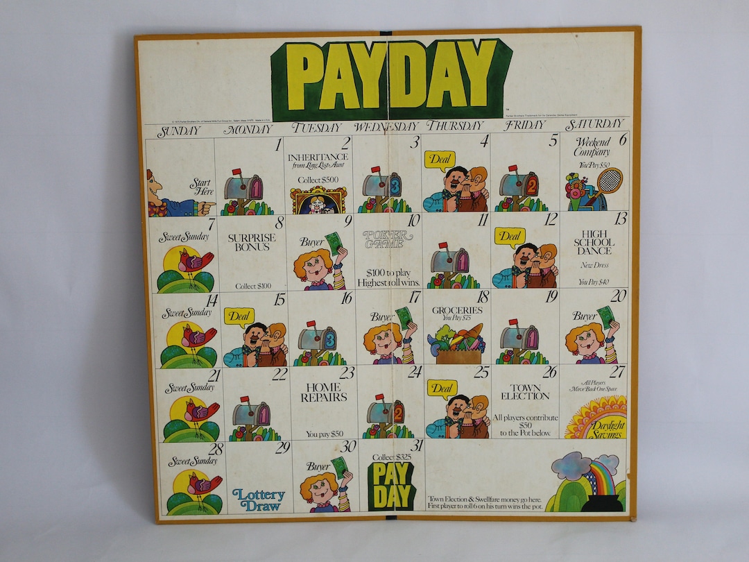 1970’s PAYDAY GAME BOARD Family Game Night Vintage Family Room Nursery ...