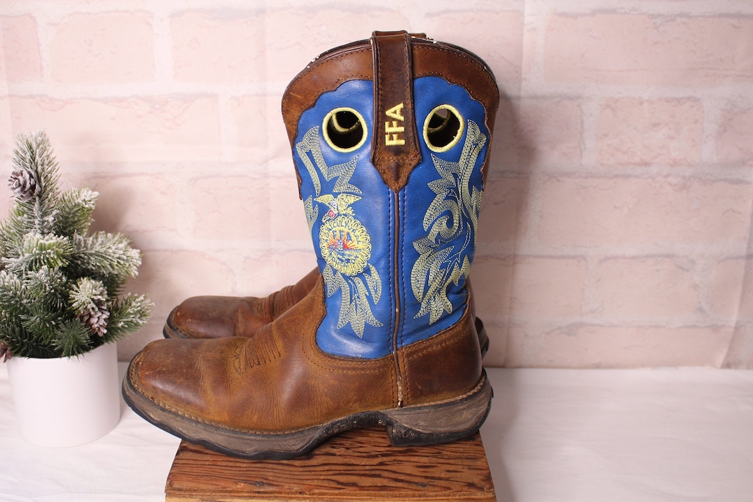 DURANGO FFA BOOTS Womens Size 7 Distressed Brown Rodeo Cowgirl Roping ...