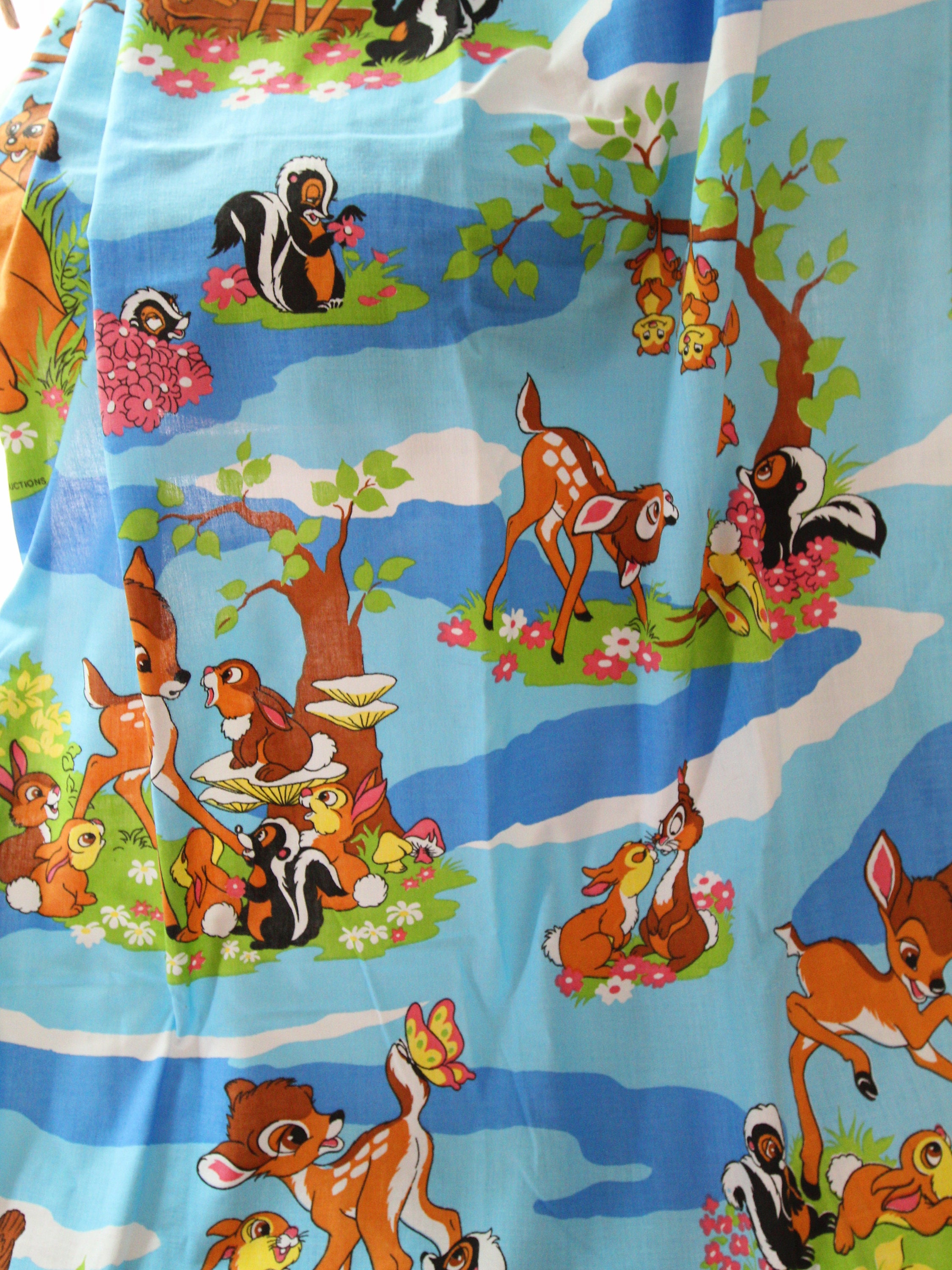 1970's DISNEY BAMBI CURTAIN Panel, Single Panel Thumper Full Size Drape ...
