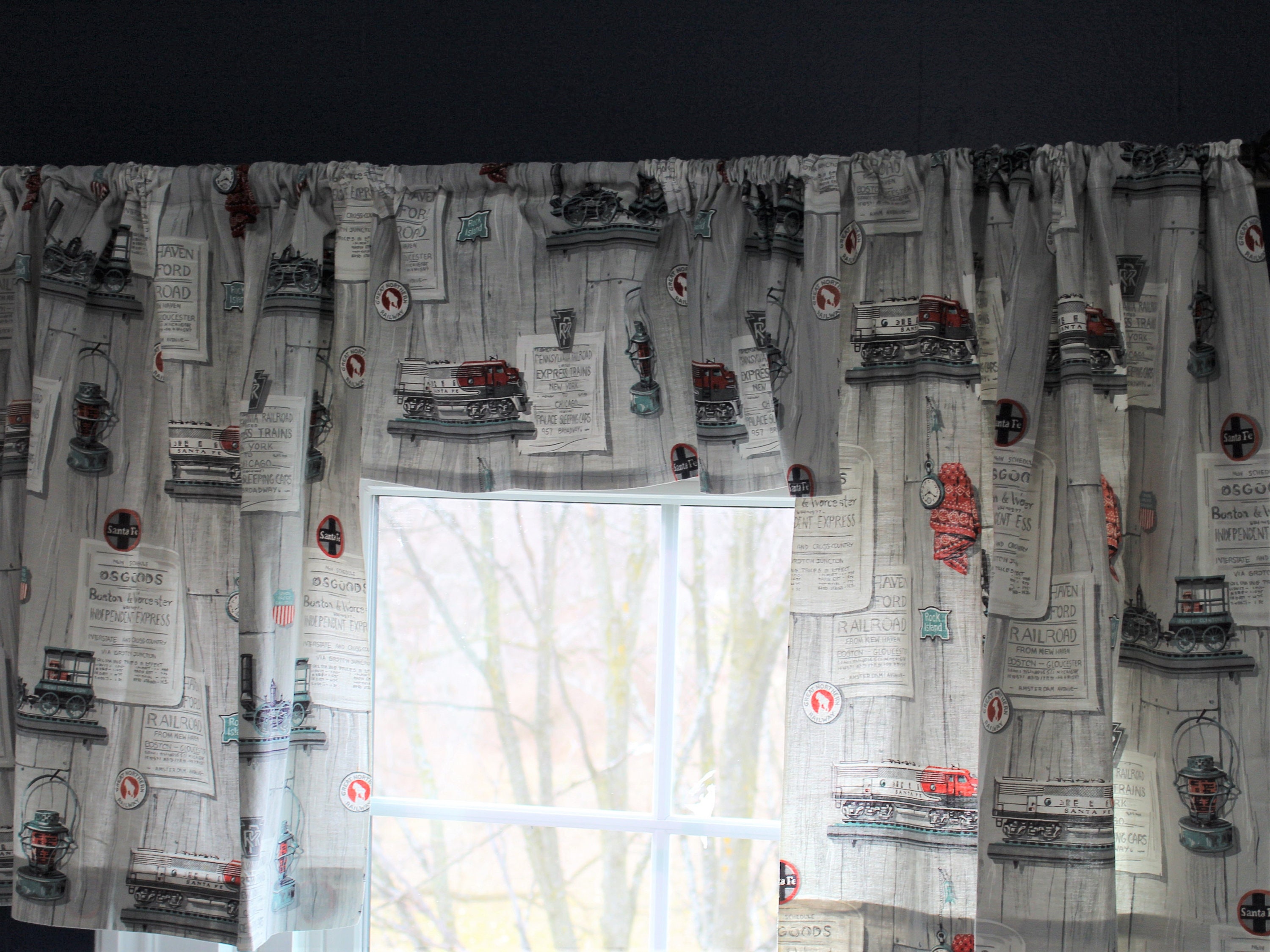 VINTAGE CAFE CURTAINS Railroad Theme Mid Weight Fabric Train - Etsy