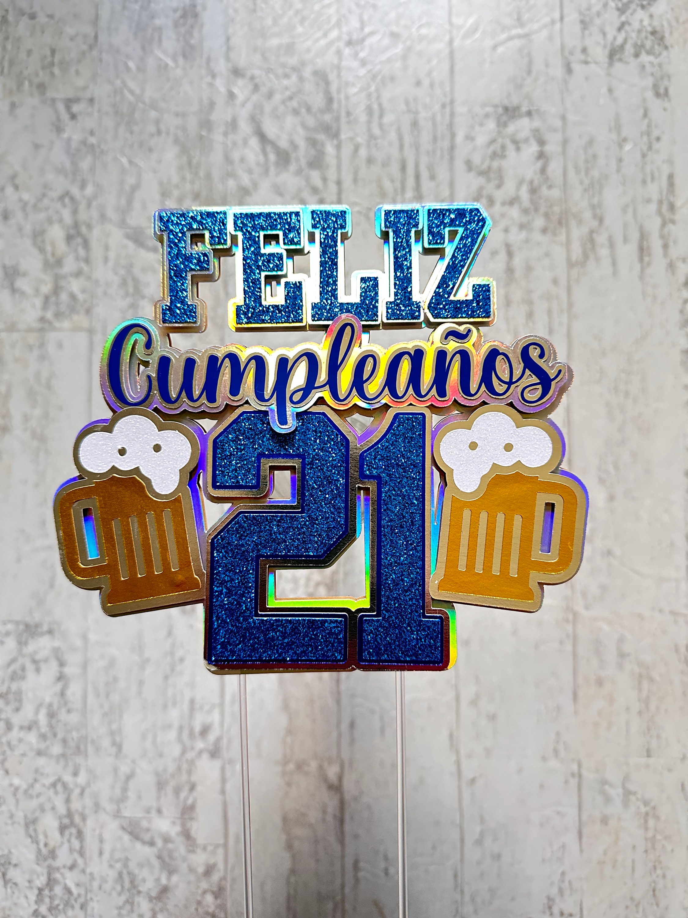 Cake Topper|topper|21st Birthday|feliz Cumpleaños|bouquet Decor ...