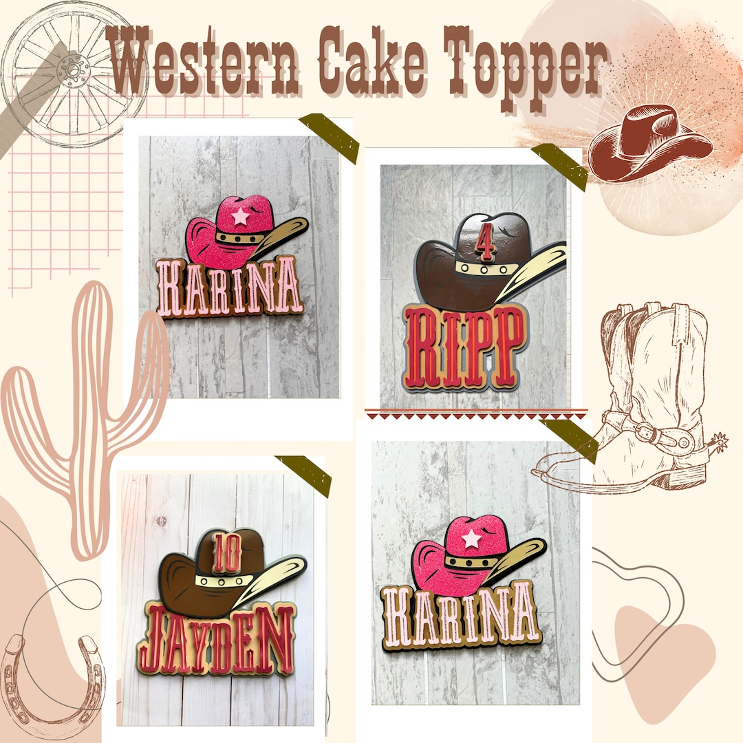 Western Theme Cake Topper, Wild West, Cowboy Cake Topper, Birthday ...