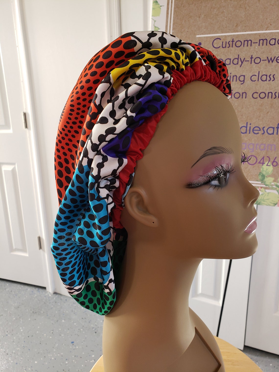 African print satin bonnet for natural hair Ankara bonnet | Etsy