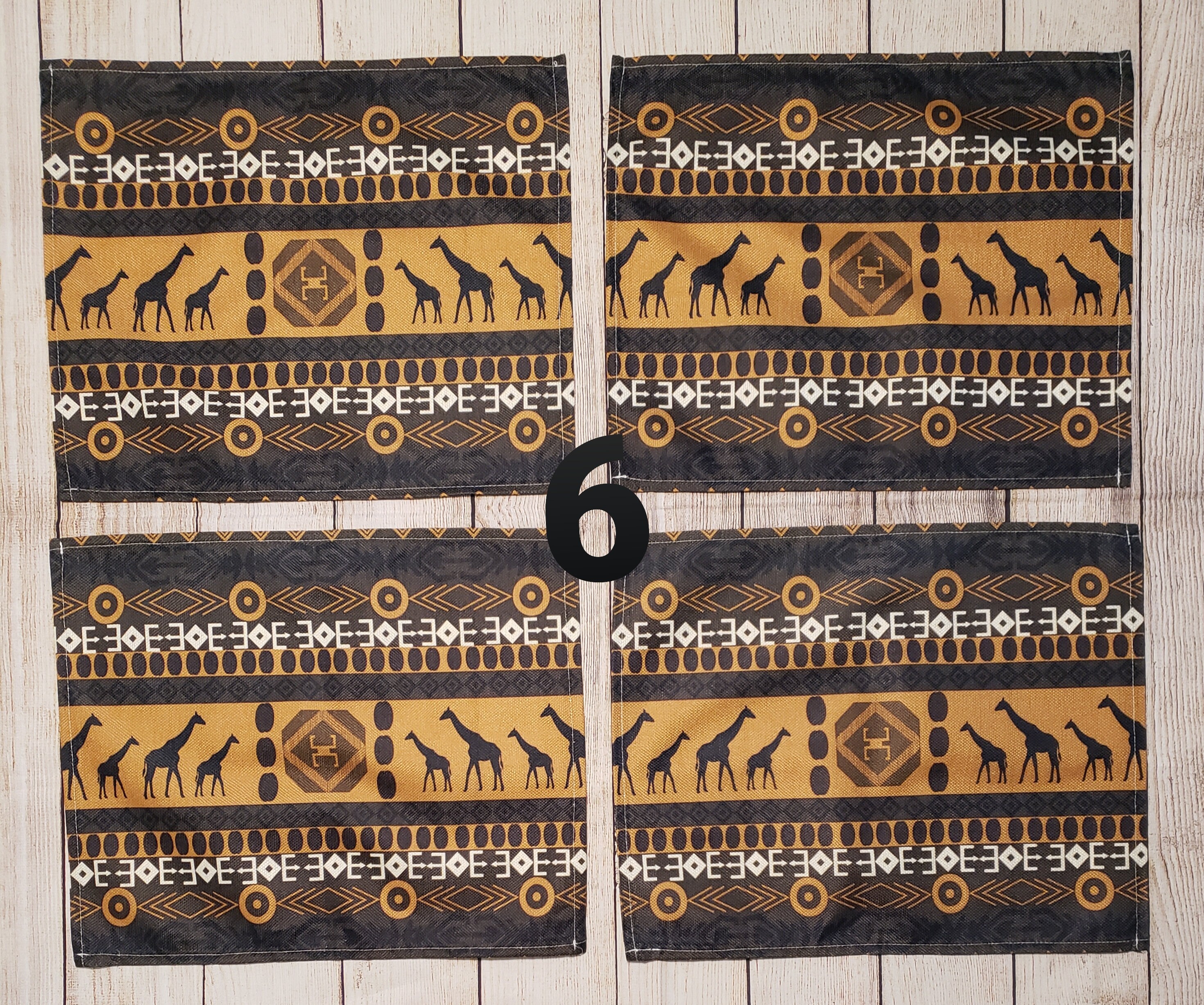 Set of 4 Table Mat, African Print Table Mat, Table Mat, Rectangle Table ...