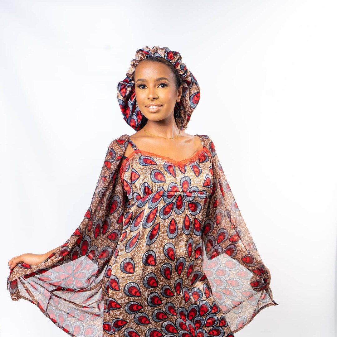 African Print Night Gown Set. African Print Bonnet, Mothers Day Gift ...