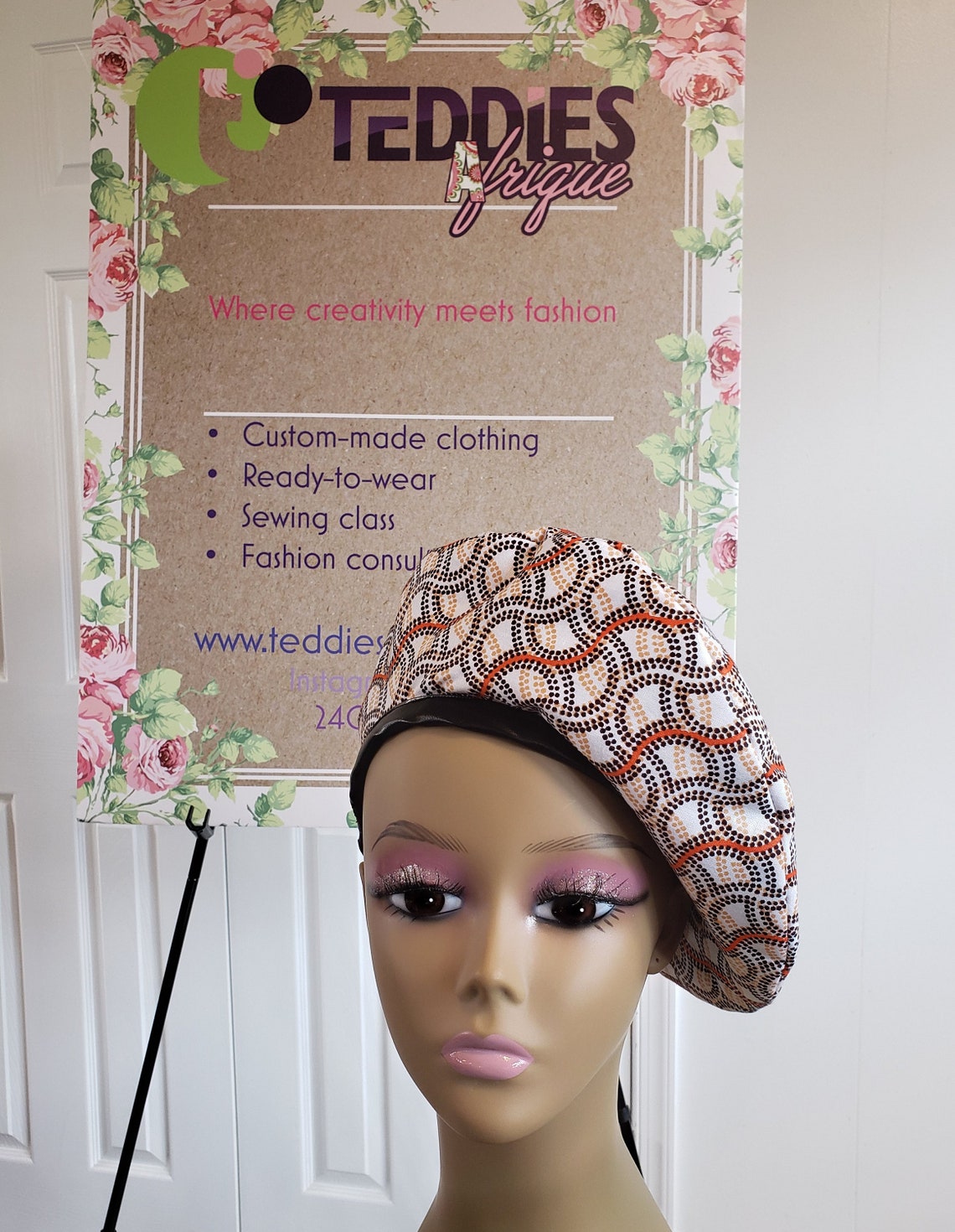African Print Reversible Hat, African Print Beret With Matching Belt ...