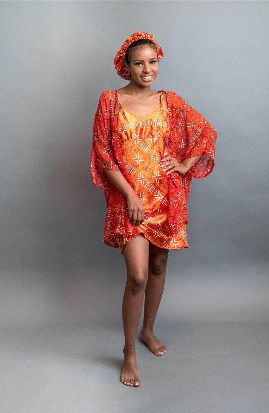 African Print Night Gown Set. African Print Bonnet, Mothers Day Gift ...