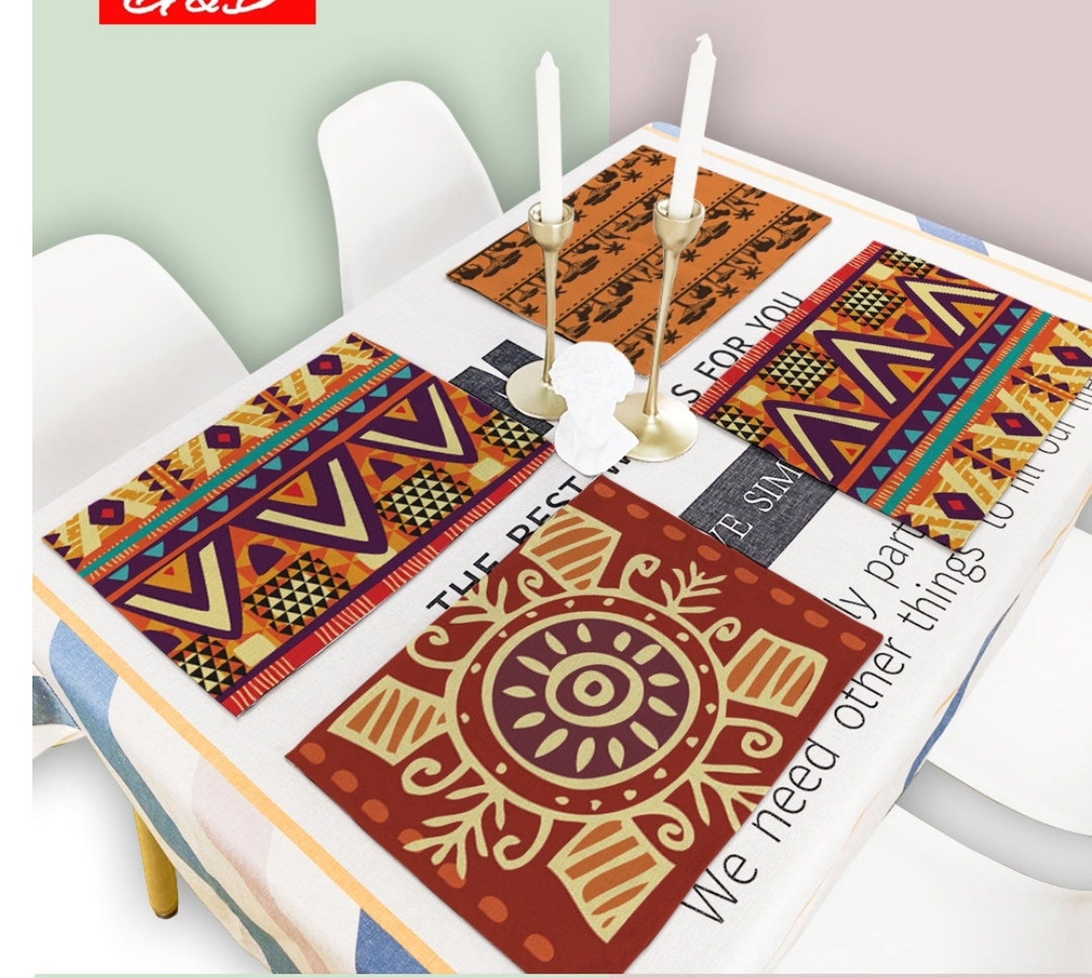 Set of 4 Table Mat African Print Table Mat Table Mat - Etsy